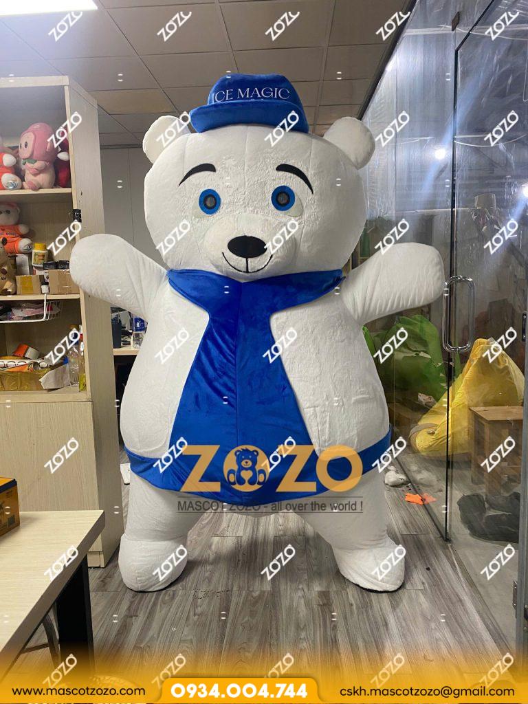 MASCOT HƠI GẤU TRẮNG - Mascot Zozo - Xưởng may mascot đẹp